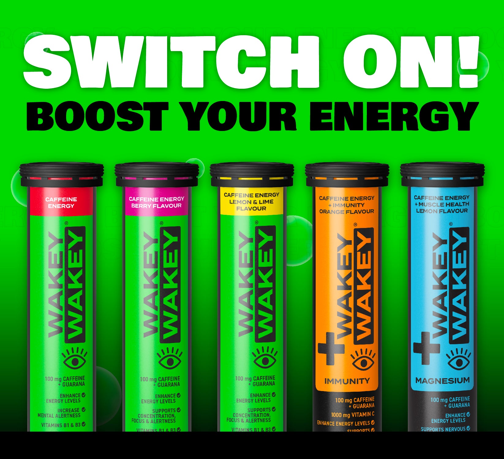Wakey Wakey Energy Effervescent Drinks, with Caffeine and Guarana