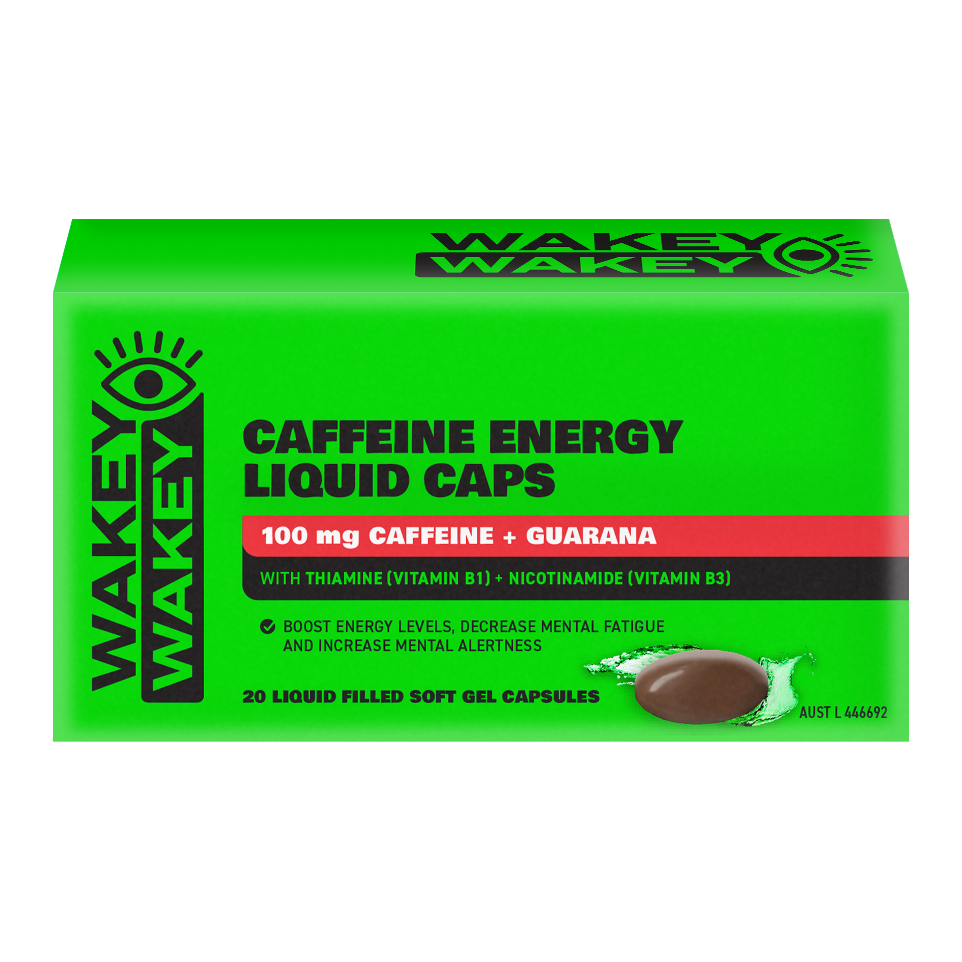 Wakey Wakey Caffeine Energy Liquid Caps 20 Pack – Wakey Wakey Energy