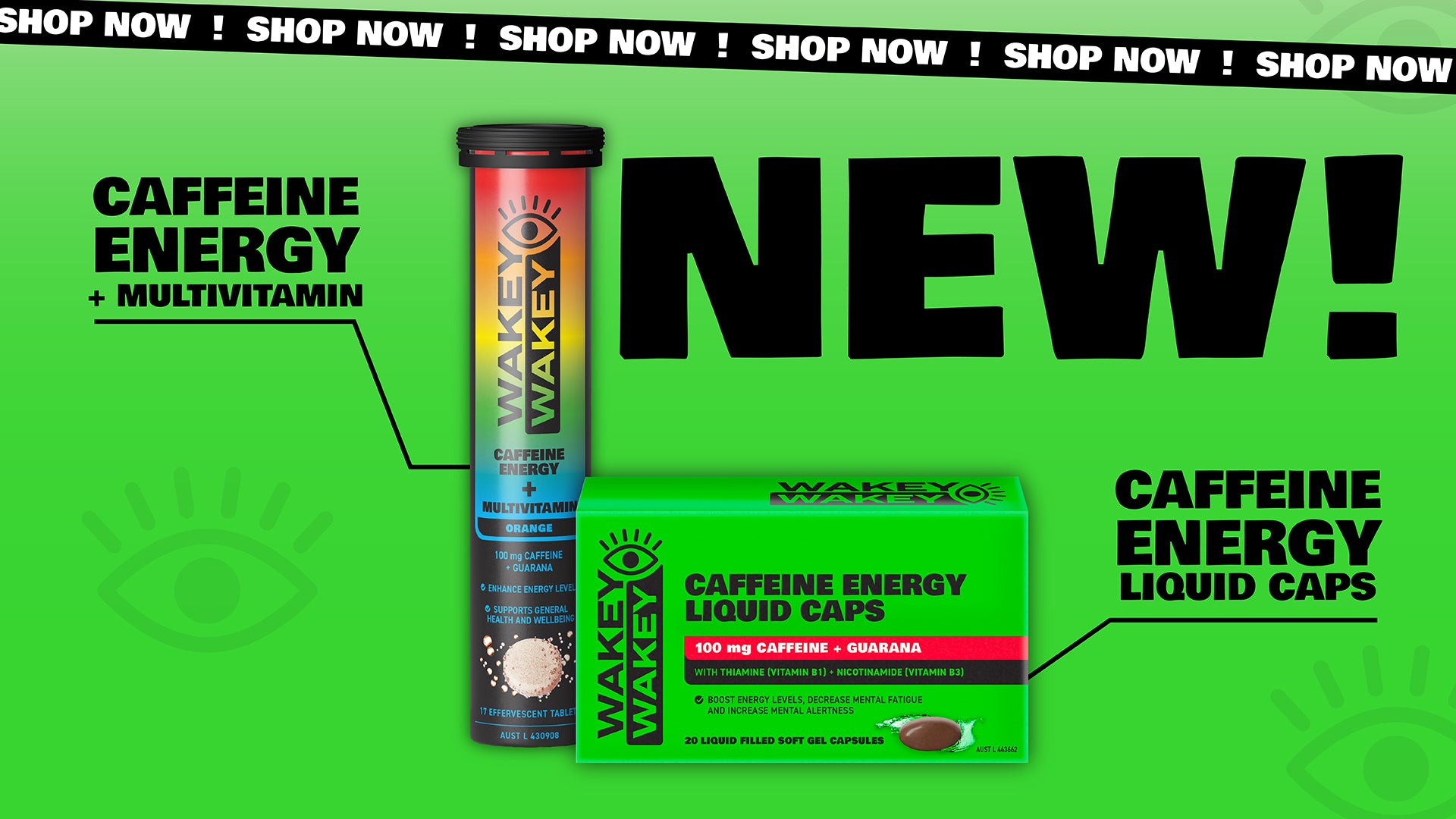 Wakey Wakey Energy Effervescent Drinks, with Caffeine and Guarana