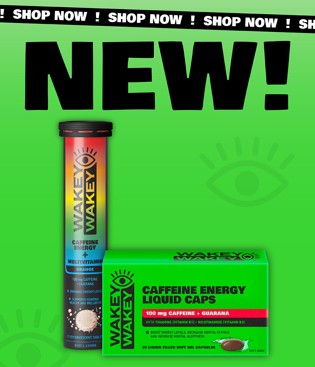 Wakey Wakey Energy Effervescent Drinks, with Caffeine and Guarana