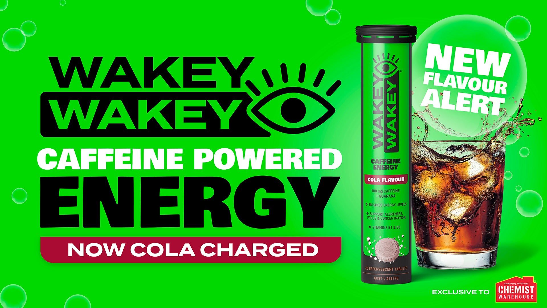 Wakey Wakey Energy Effervescent Drinks, with Caffeine and Guarana